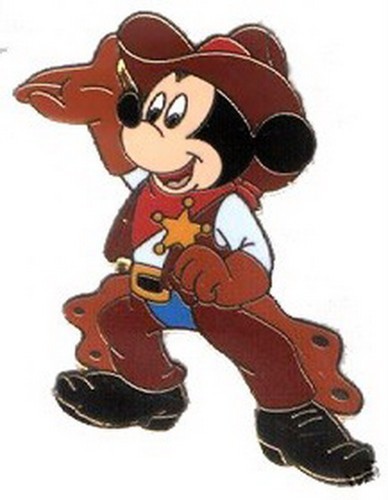 Disney Mickey Cowboy full body and has sheriffs badge pin/pins | eBay