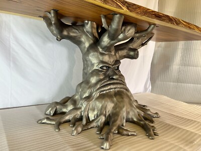 High-end metal sculpture of a Tree Ent stump with live edge tabletop ...