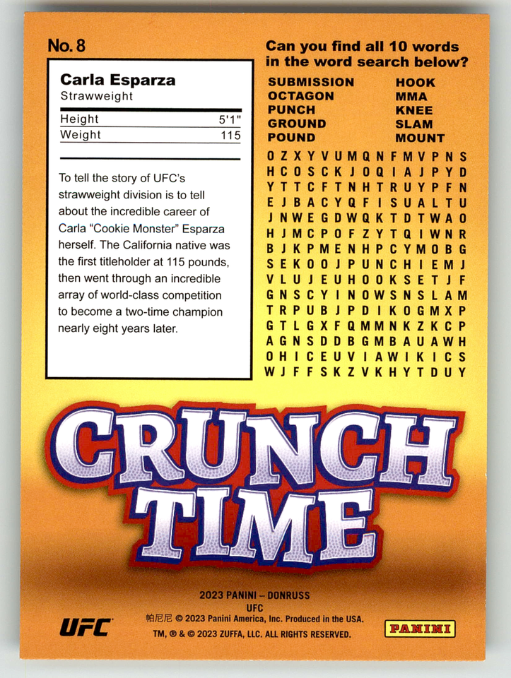 CARLA ESPARZA - 2023 DONRUSS UFC CRUNCH TIME CARD# 8 | eBay