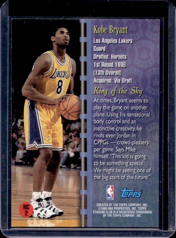 1998-99 Topps 99 Stadium Club Kobe Bryant Royal Court RC Rookie #RC2 ...