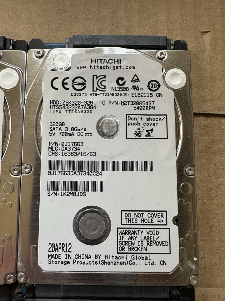 Toshiba Hitachi 320Gb 5400RPM 2.5" SATA II Hard Drive X 4 Drives | eBay UK