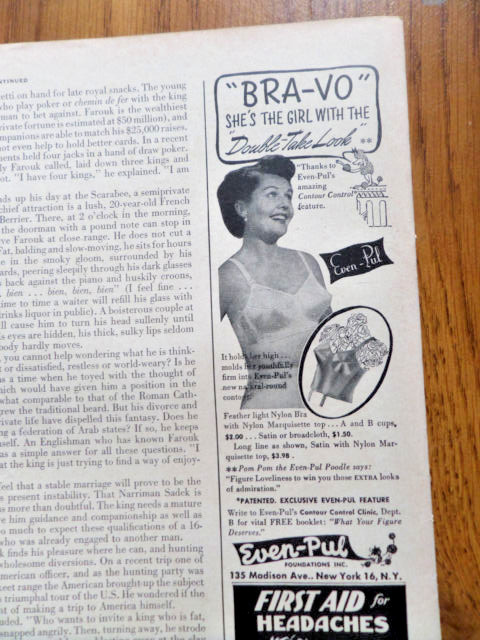 1950 Even-Pul Bra-VO Bra Ad She's the Girl with the Double-Takle Look ...