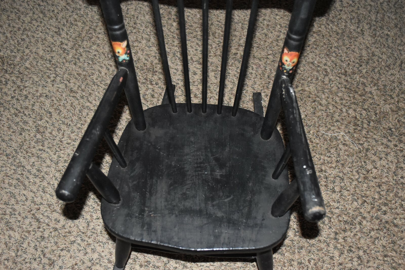VINTAGE WOODEN Antique 27" Tall CHILDS Black MUSICAL ROCKING CHAIR ...
