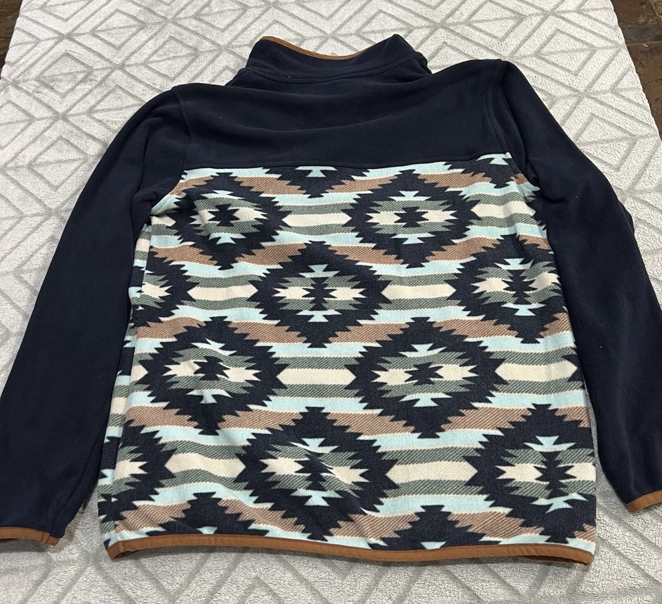 Cinch Womens - Ladies Cream Navy Aztec Print Polar Fleece Pullover ...