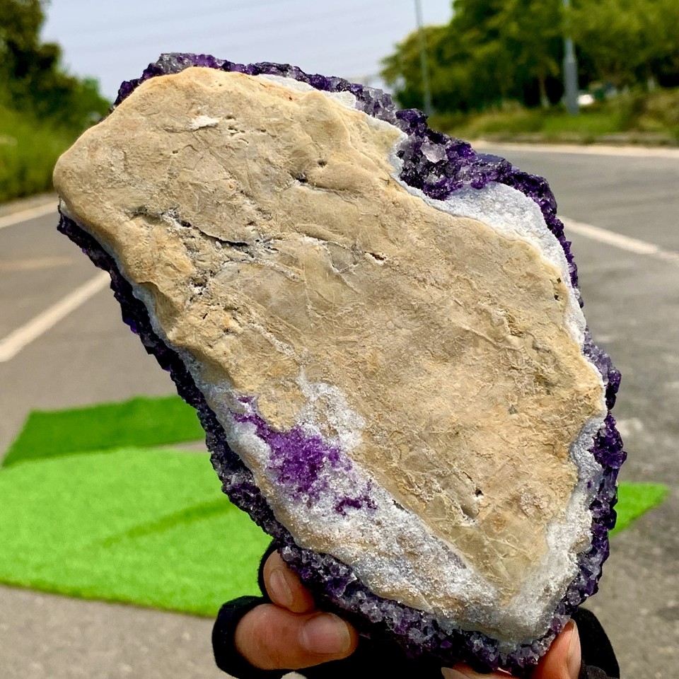 2.18LB Rare transparent purple cubic fluorite mineral crystal sample ...