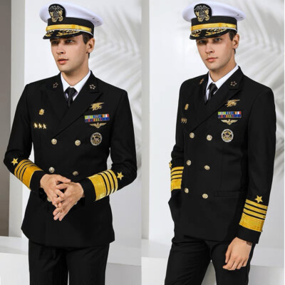 U.S. Navy Admiral Captain Officer Uniform Double-breasted Jacket Pants ...