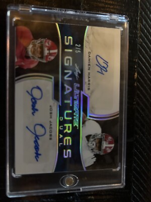 2019 leaf ultimate signatures Dual Josh jacobs/damien Harris 2/5! | eBay