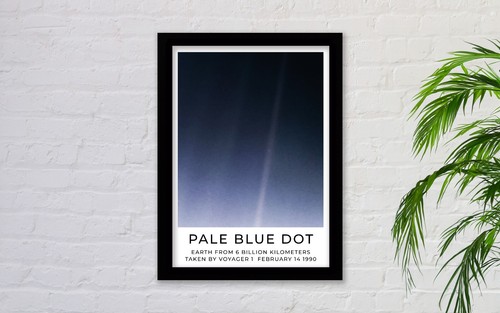 Framed Pale Blue Dot Poster Print NASA Remastered Version. Earth from ...