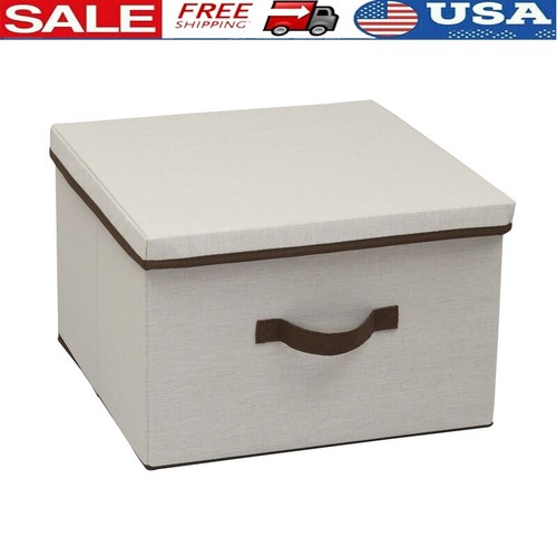 Square Storage Box W/ Lid Canvas Organizer Stackable Durable Easy ...