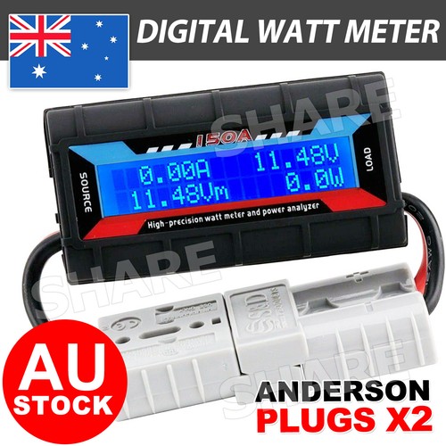 150A Digital LCD Amp Watt Meter Power Analyser Solar Caravan+ Anderson ...