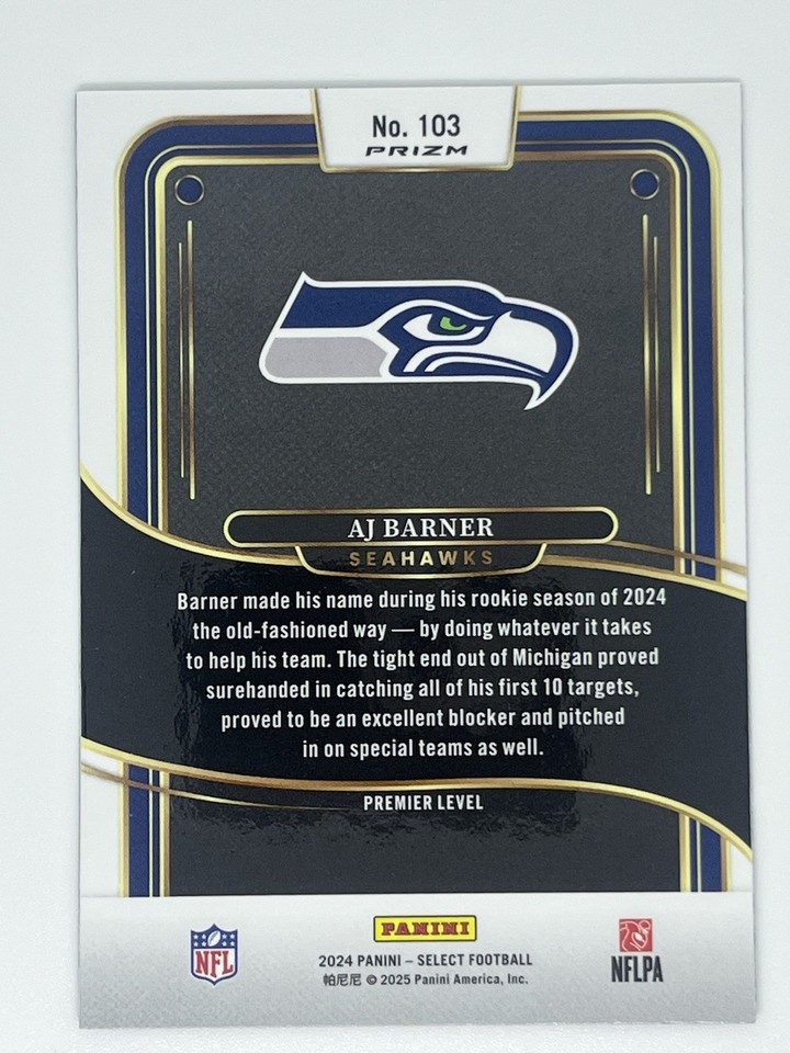 2024 Panini Select - AJ Barner #103 Premier Level Red & Blue Shock ...