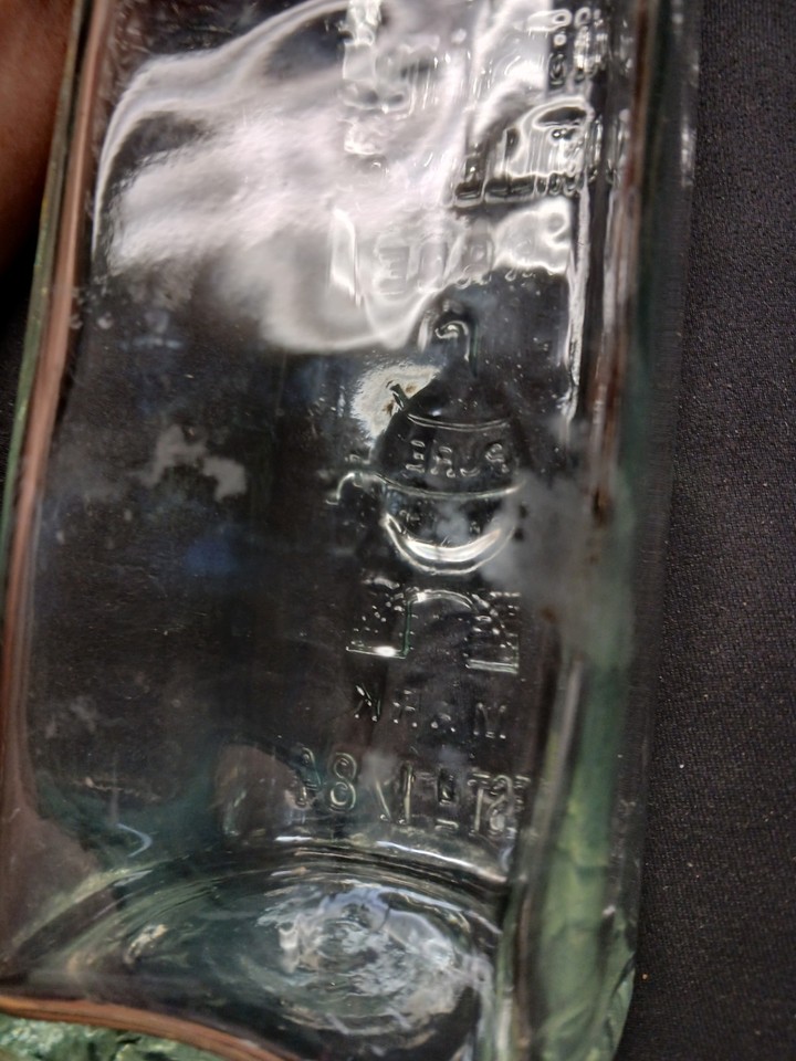 Antique Old Bushmills Distillery Whiskey Bottle Hand-tooled Aqua Man ...