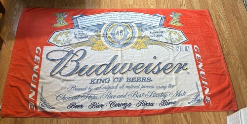 Vintage Budweiser Beer Can Beach Towel Fadded Measurements In Pics | eBay