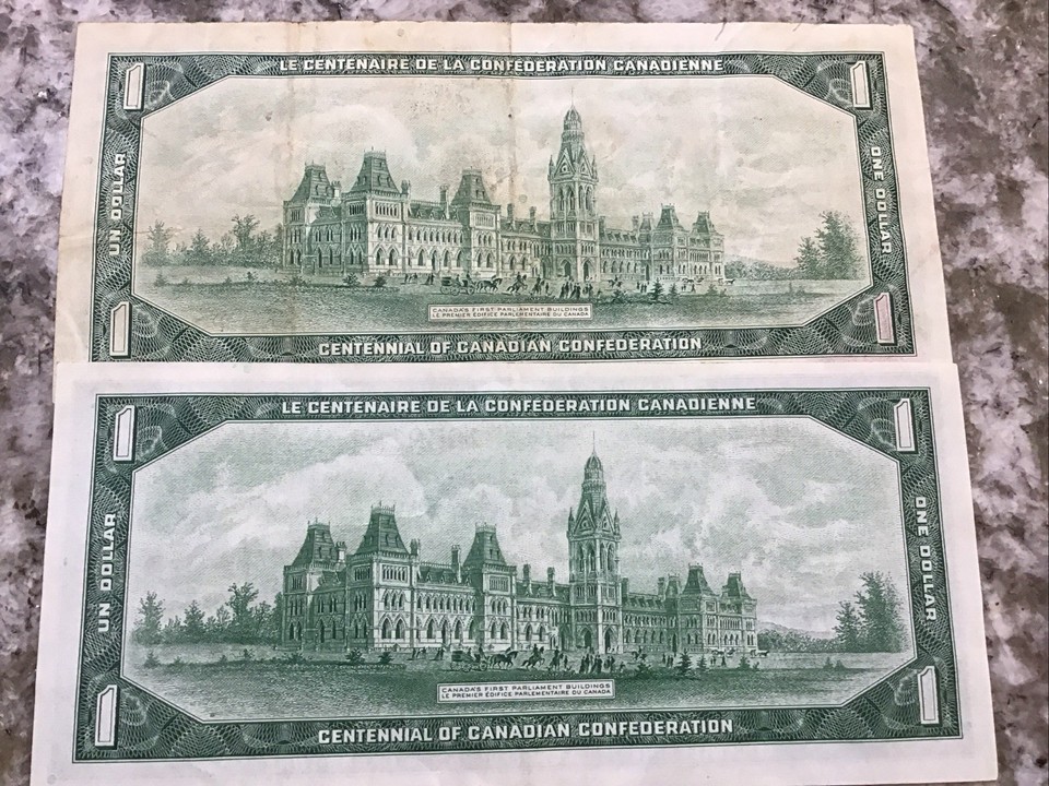 ‘1867 1967’ serial number - Canada $1 one dollar CENTENNIAL bill ...