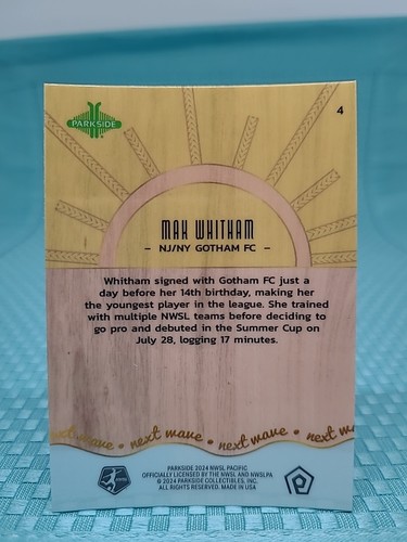 2024 NWSL Parkside Pacific Next Wave Mak Whitham #4 | eBay