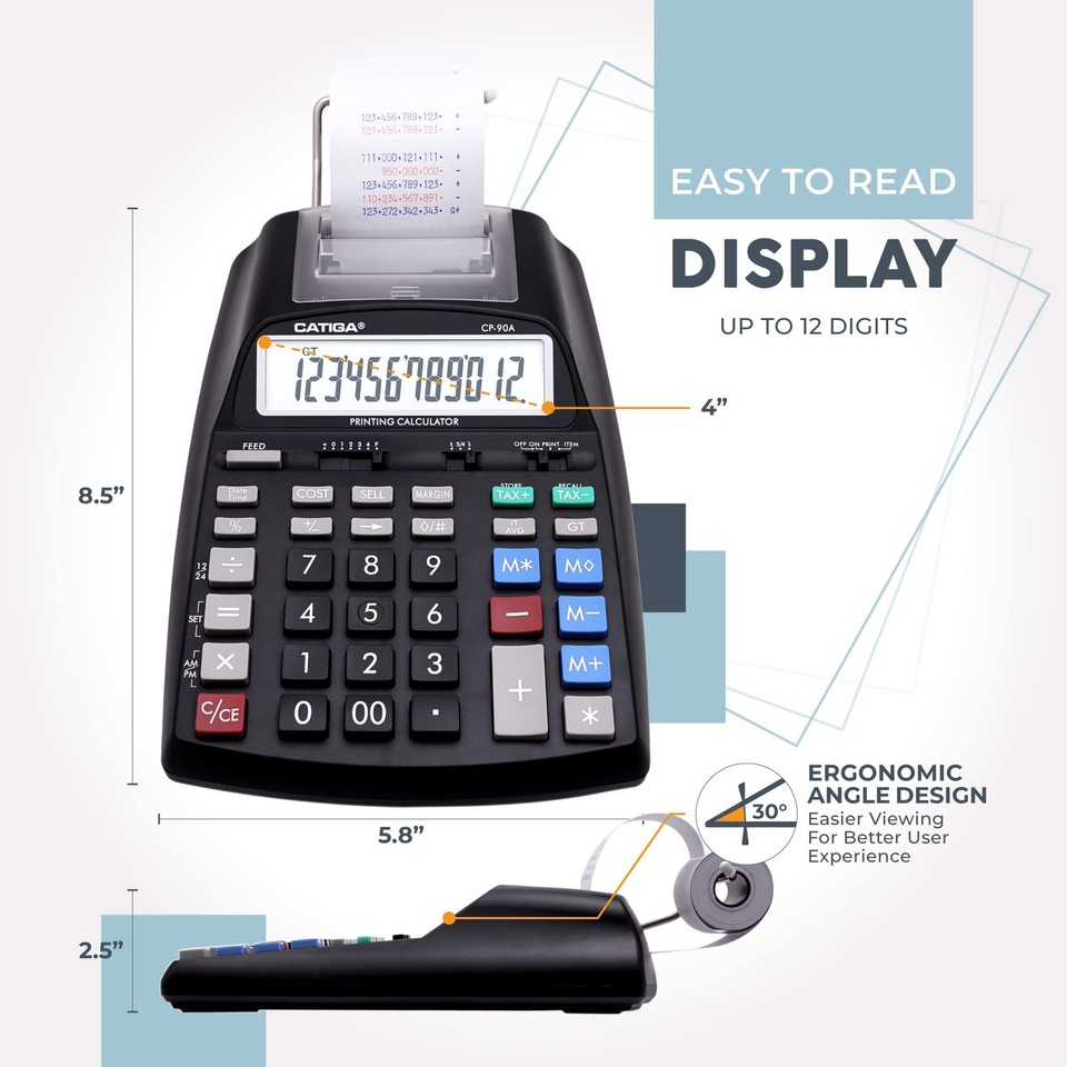 New Upgraded 2025 Printing Calculator Adding Machine 10 Key, Desktop ...