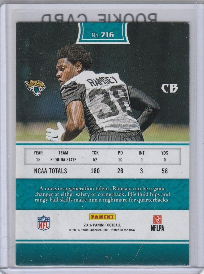 JALEN RAMSEY ROOKIE CARD 2016 Panini Football RC Jacksonville Jaguars ...
