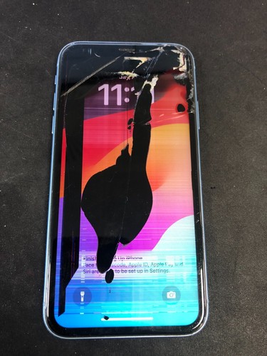 Apple iPhone XR - 64GB Blue - (Unlocked) LCD & Back Glass Cracked | eBay