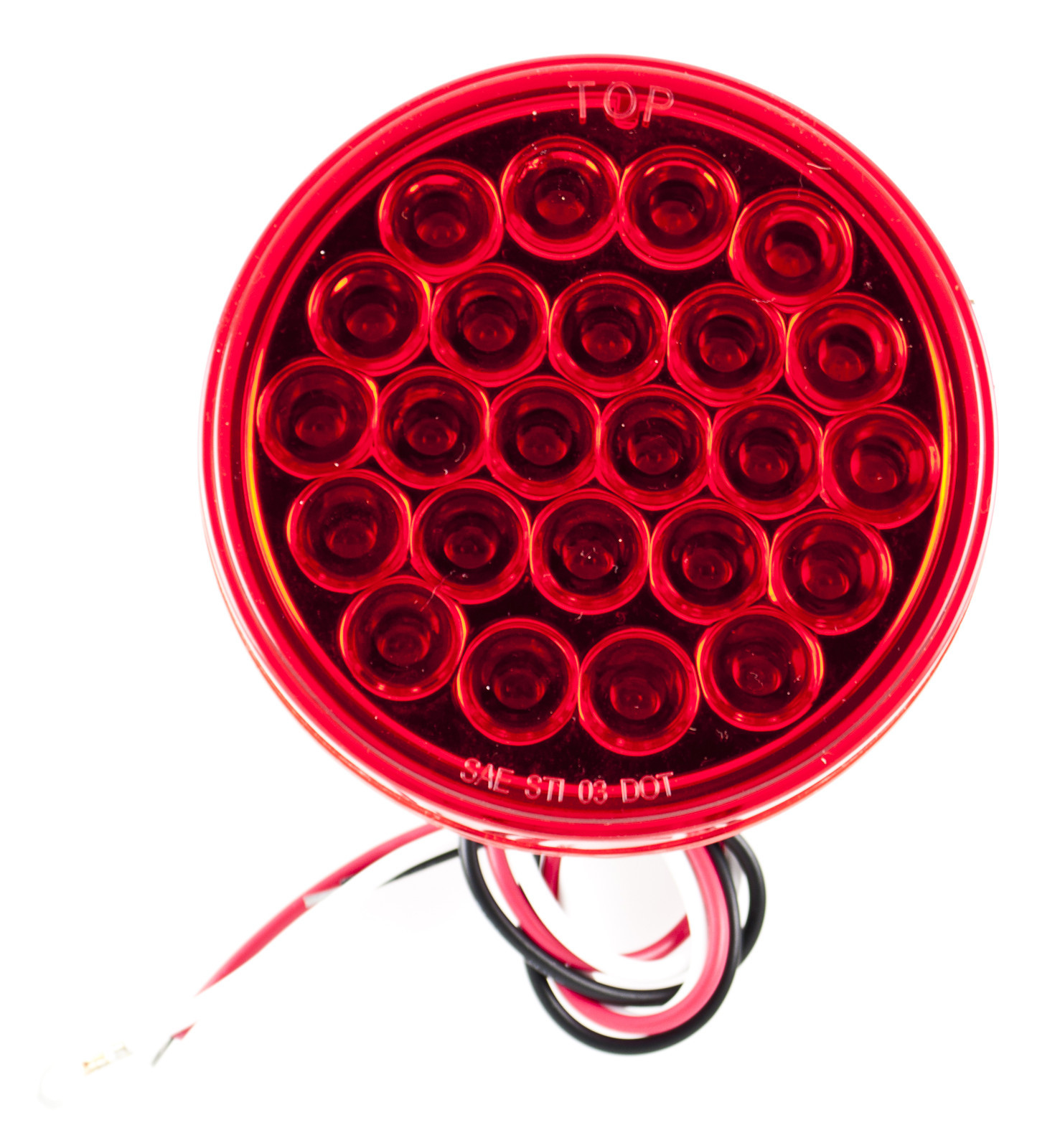 4" Inch Red 24 LED Round Stop/Turn/Tail Truck Trailer Light + 3 Wire ...