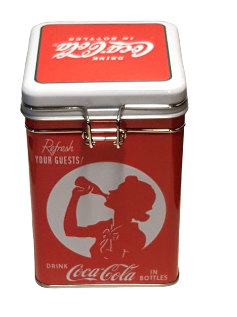 2015 Coke Coca-Cola Tin Box Company Canister Latch Top Refresh Your ...