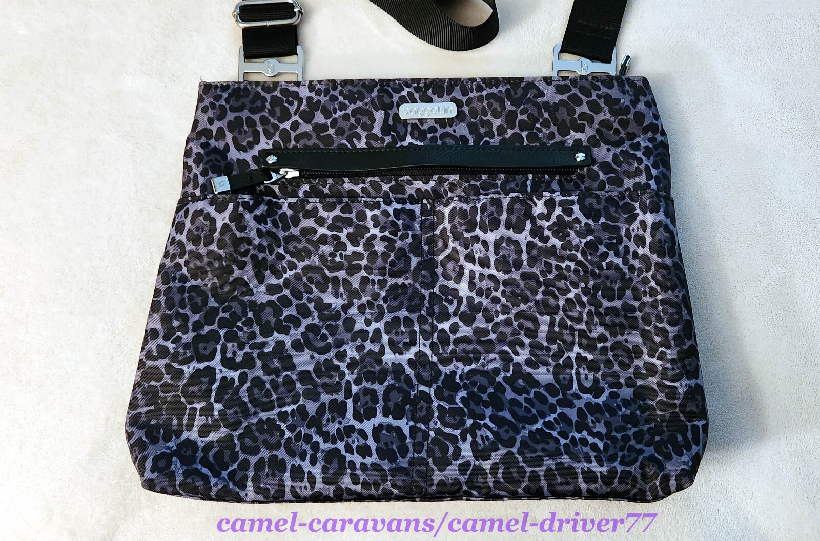 BAGGALLINI Animal Print ALL AROUND CROSSBODY Bag PURSE Black/Charcoal ...