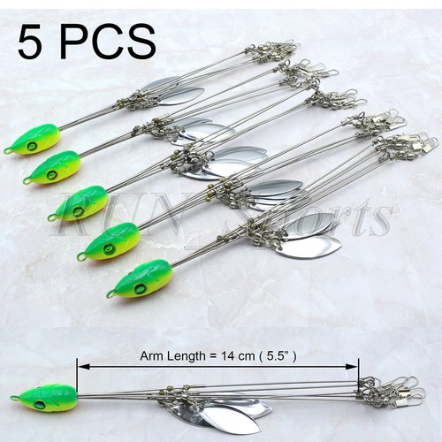 5 Count Umbrella Alabama Rig Kit Lure Strong Wire 5 Arms 4 Blades Bass ...
