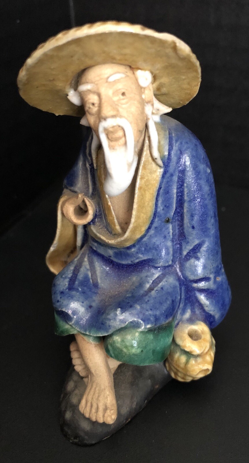 Old Antique Chinese Wiseman Fisherman Mud Man Marked CHINA | eBay