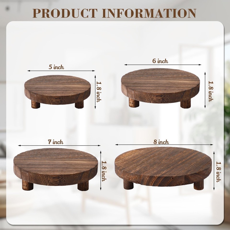 4 Pcs Wooden Risers for Display Wood Pedestal Stand Mini Tray Stand ...