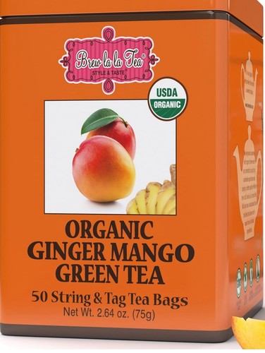 Brew La La Tea ~ Organic Ginger Mango Green Tea 50 String & Tag Tea ...