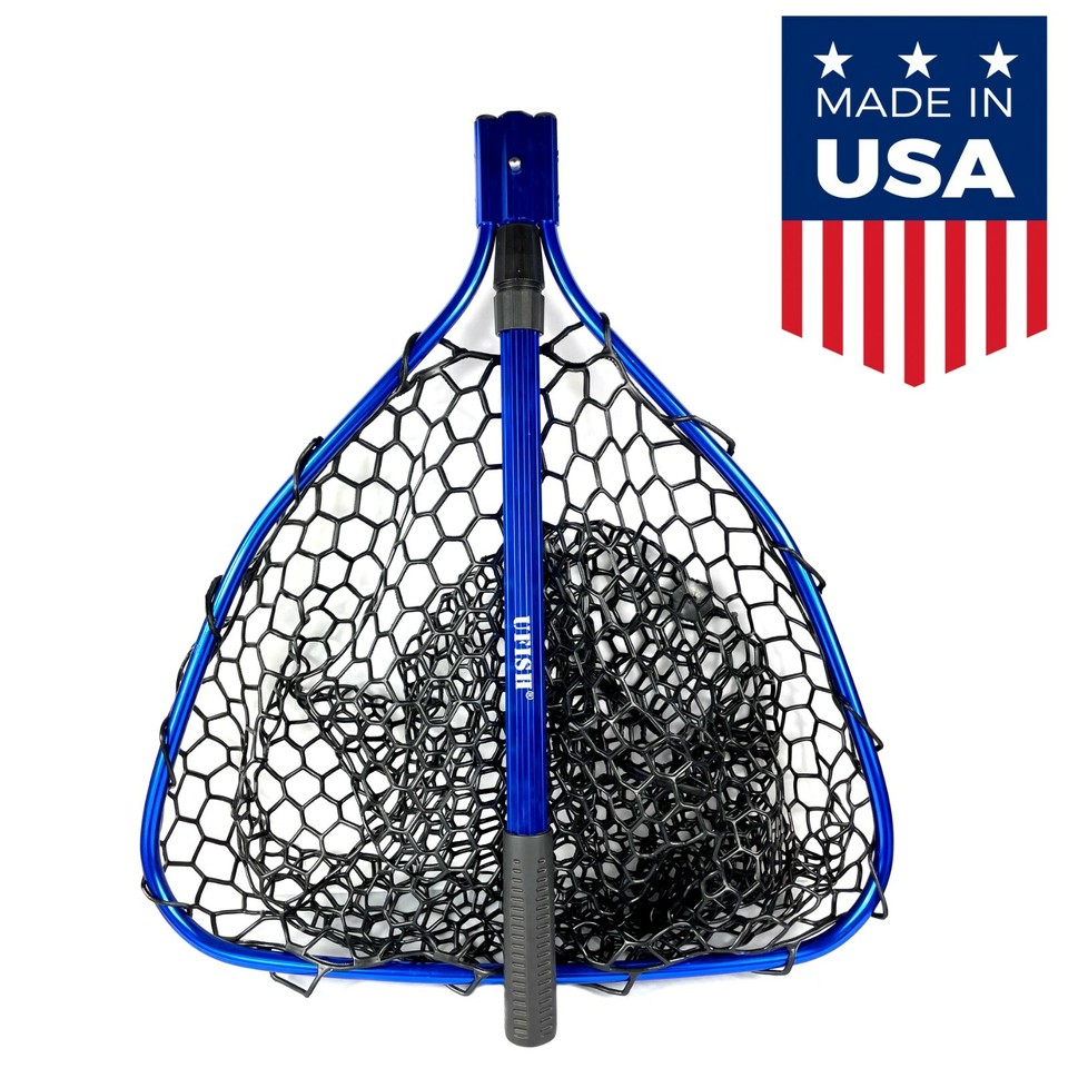 UFISH - Large Rubberized Fishing Landing Net, Boat landing Net ...