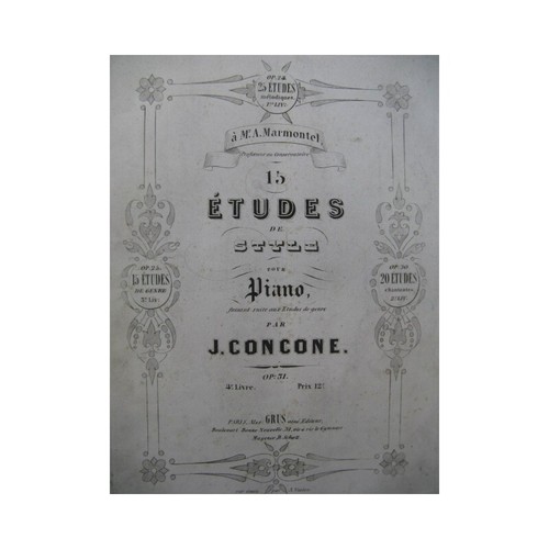 Concone Joseph 15 Studies Of Style Op 31 Piano ca1850 | eBay