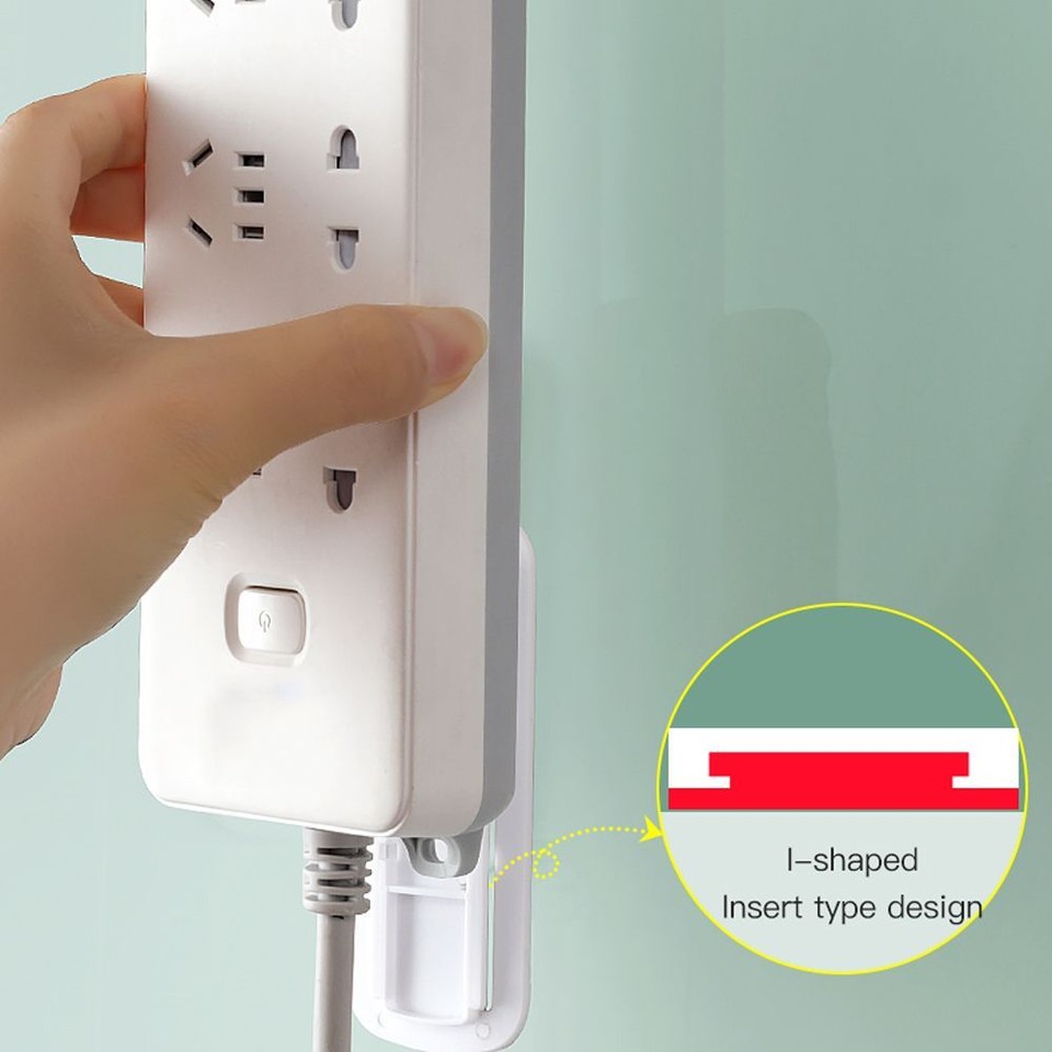 Socket Holder Plug Fixer Sticker Punch-free Wall-Mounted Power Strip ...