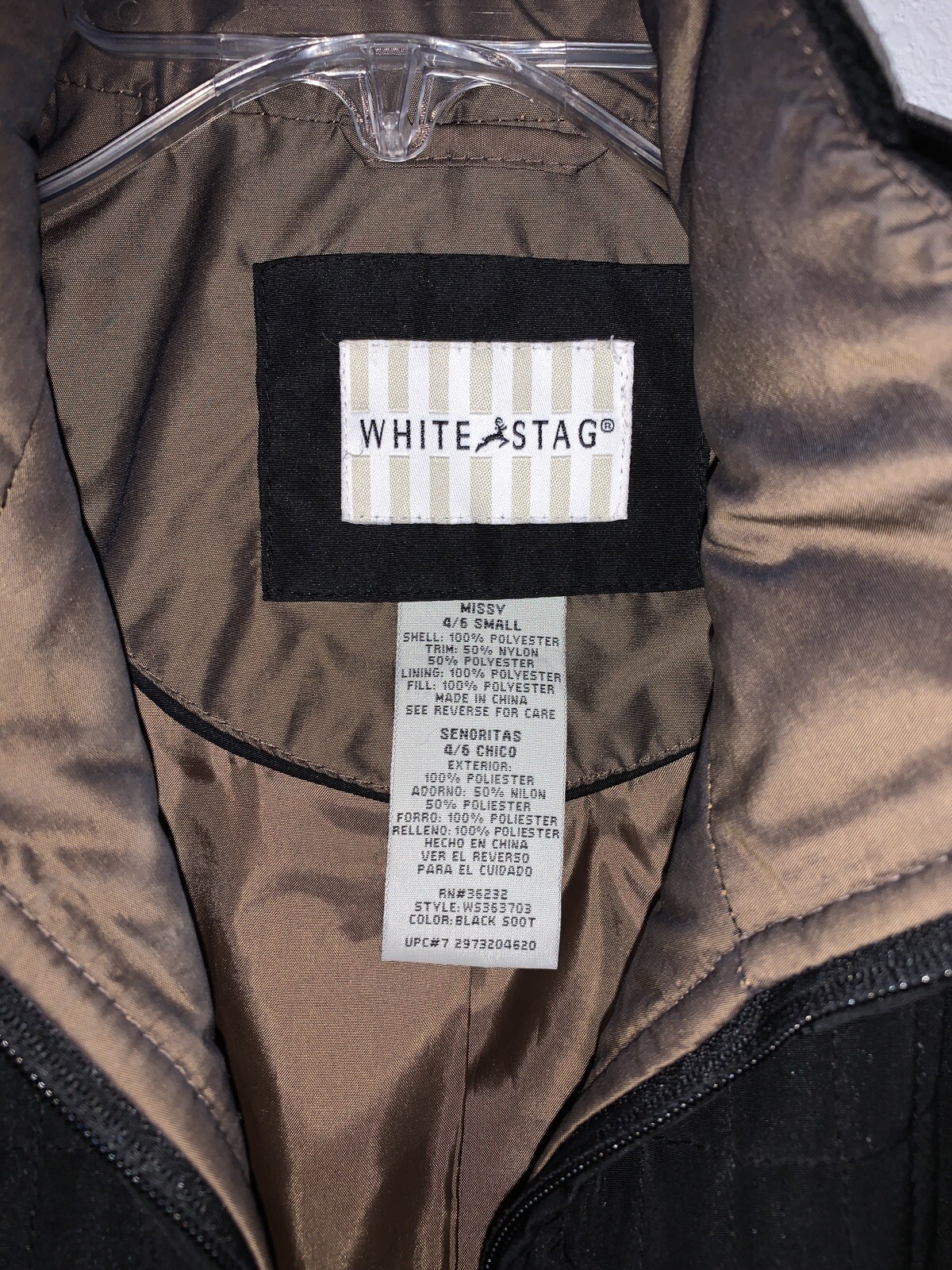 White Stag Black Jacket Coat Small 4/6 Zip Front Womens Long Sleeve ...