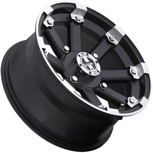 (Set of 4) Vision UTV 393 Lockout 15x7 4x156 Black/Machined Wheels Rims ...