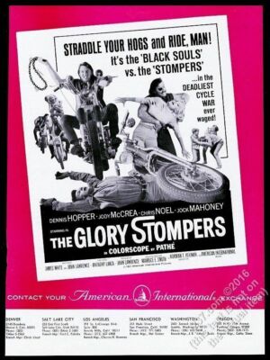 1967 The Glory Stompers Dennis Hopper motorcycle gang movie release ...