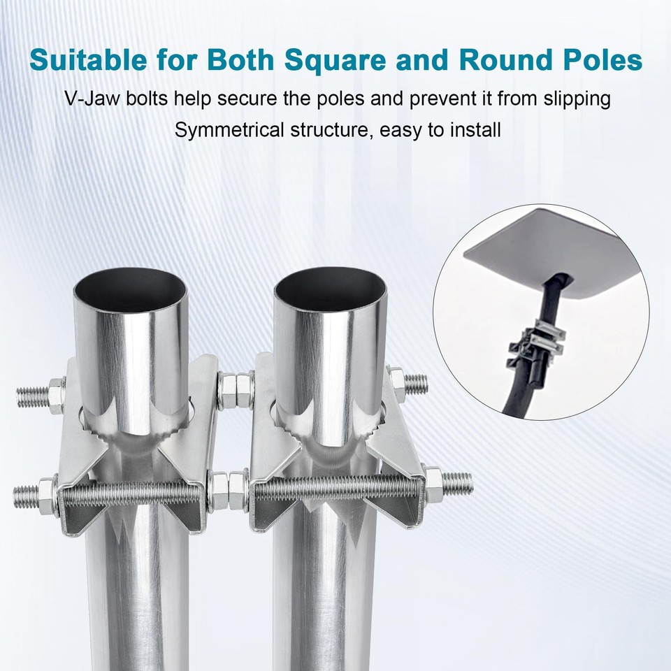 2 Pack Antenna Mounting Kits 2 inch Pole to Pole Clamp Heavy Duty ...