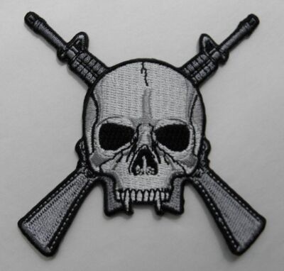 Skull Cross Rifles Embroidered Patch 4 inches | eBay