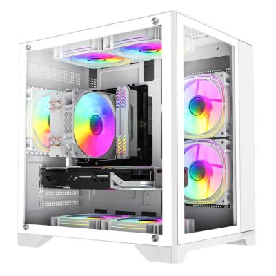 GameMax Infinity Mini Gaming PC Cube Case Micro ATX Tempered Glass ...