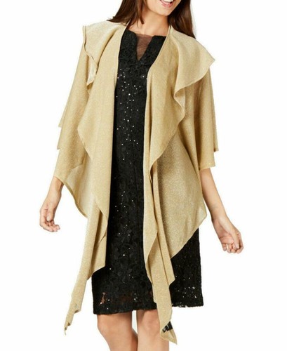 CEJON Womens METALLIC GOLD Poncho Wrap Cape Jacket Shawl Cardigan MRSP ...