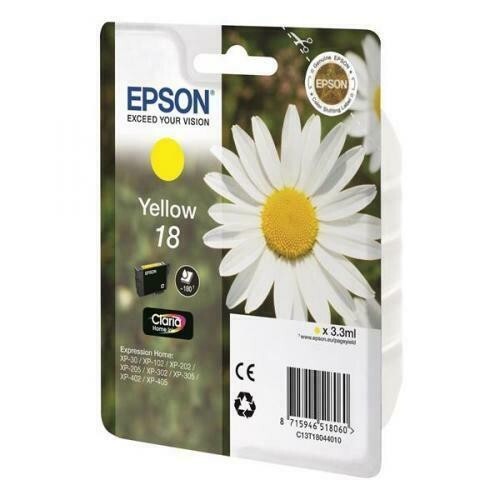 Genuine Original Epson 18 T1804 Yellow Printer Ink Cartridge, Daisy ...