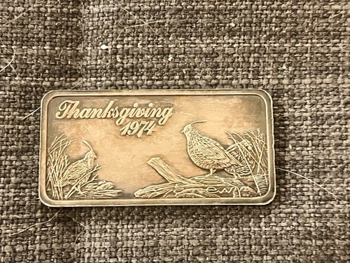 Hamilton Mint Thanksgiving 1974 24kt GP 1oz Silver Bar | eBay