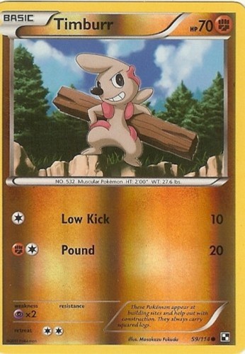 59/114 Timburr Reverse Holo: Pokemon Trading Card Game BW-01 Black ...