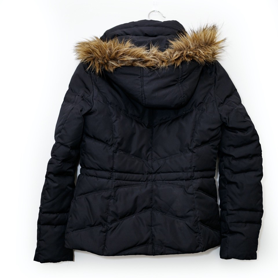 Kenneth Cole Reaction Size S Down Fill Faux Fur Hood Short Black Jacket ...