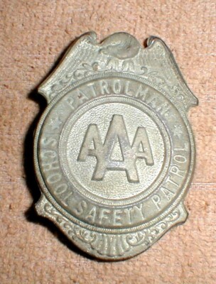 Vintage AAA Patrolman School Safety Patrol Metal Badge Pin 2 1/2 inches ...
