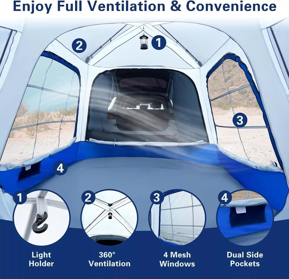 NAIZEA Automatic SUV Tent 10'x10' Tent&6'x7' Screen Room Vestibule ...