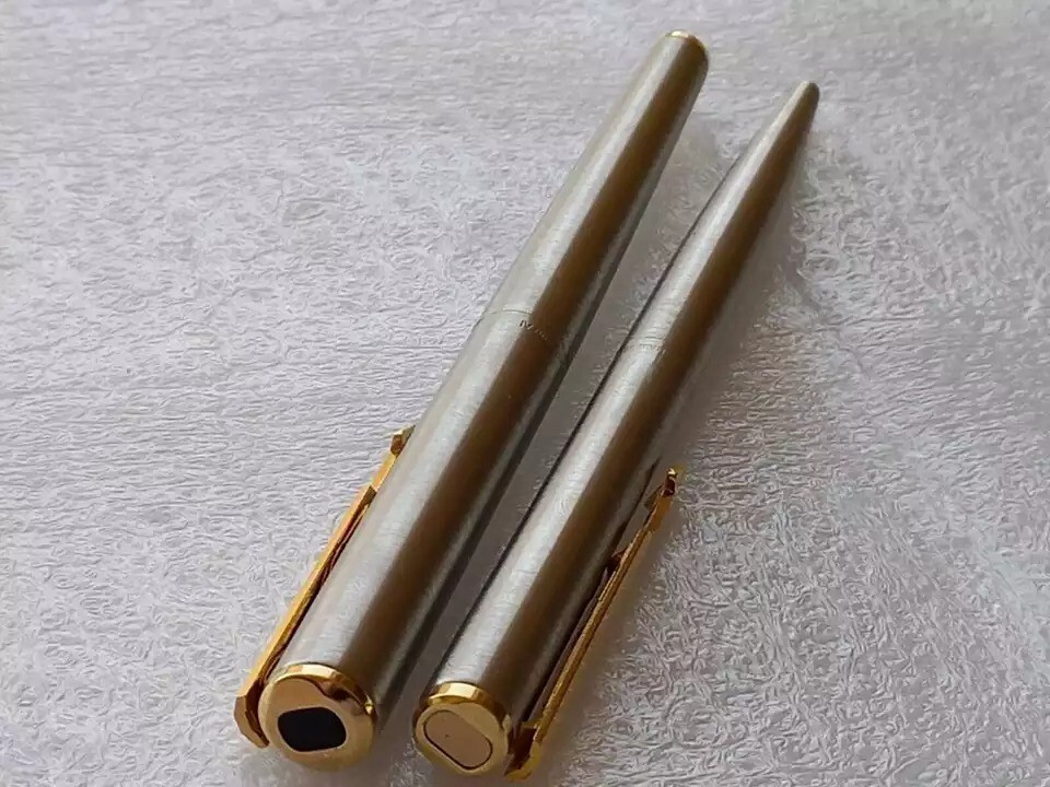 Vintage rare Parker UK Fountain Ball point pen refill Set Chrome Golden ...