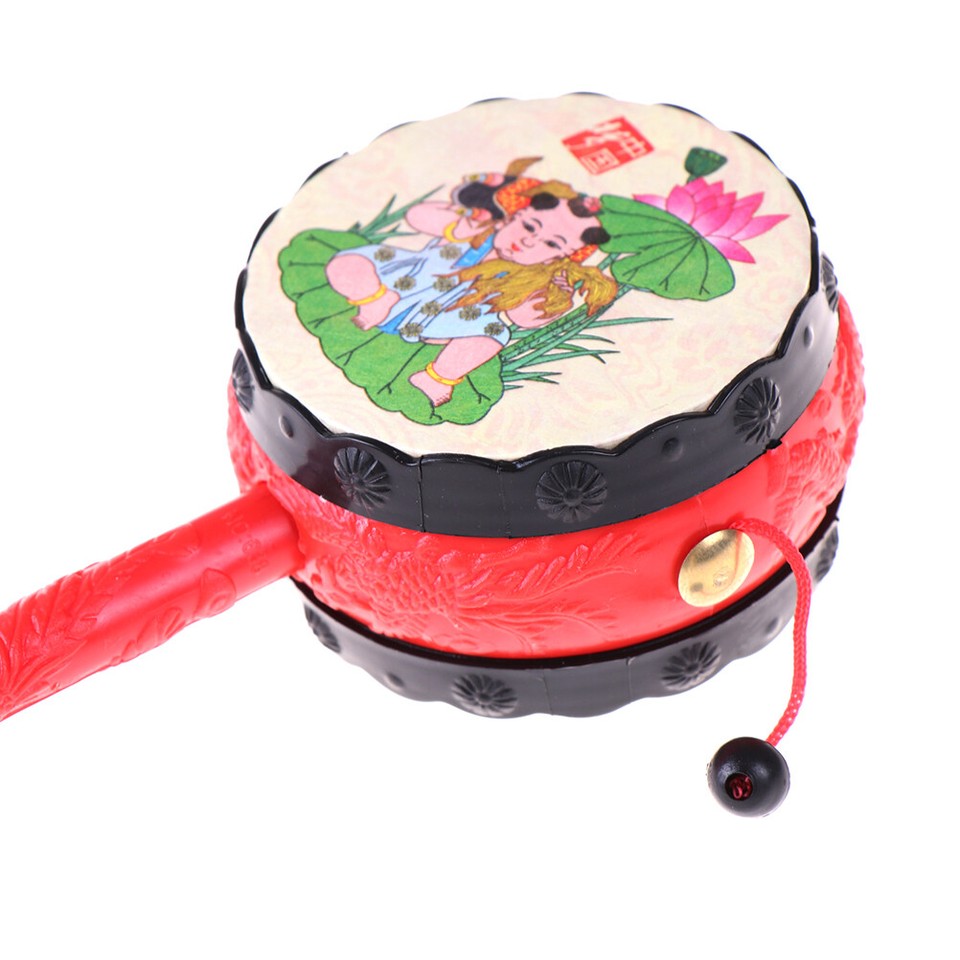 1Pc Chinese traditional spin toy rattle drum kids cartoon hand bell for ...