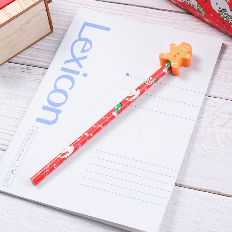 Toyvian 24pcs Christmas Pencil with Eraser Cartoon Stationary Pencils ...