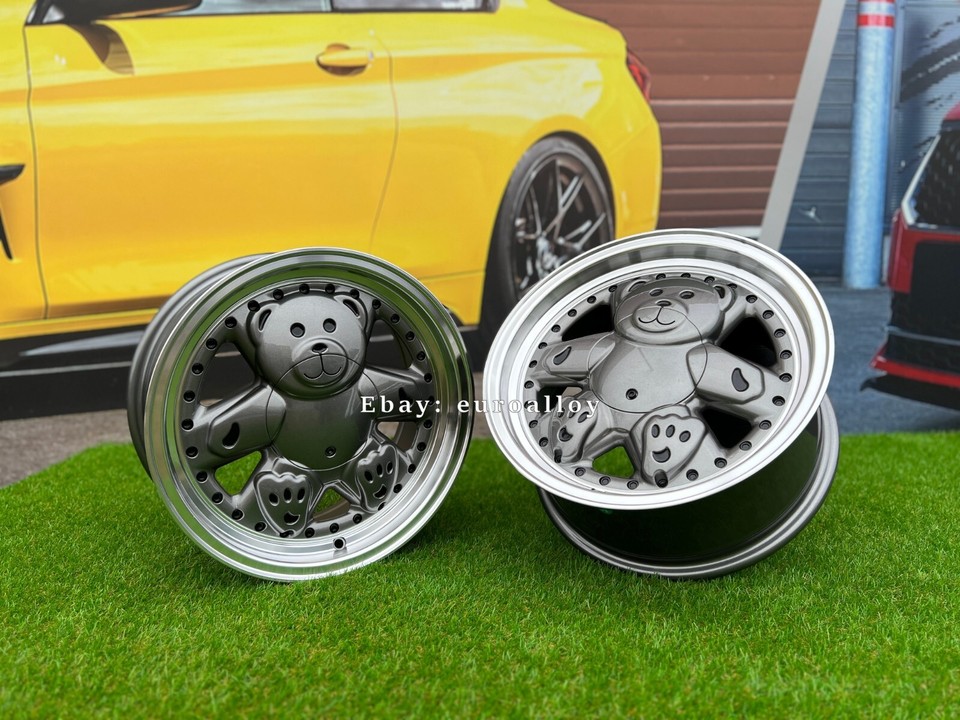 4 x 15 Inch 4x100 Teddy Bear Style Grey JDM Wheels: Fits For Honda ...
