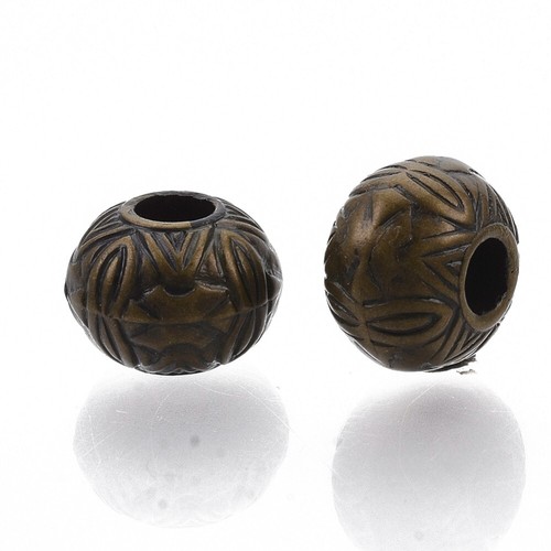 50 pcs Antique Bronze CCB Carved Ball Spacer Beads – 10mm – Large Hole ...